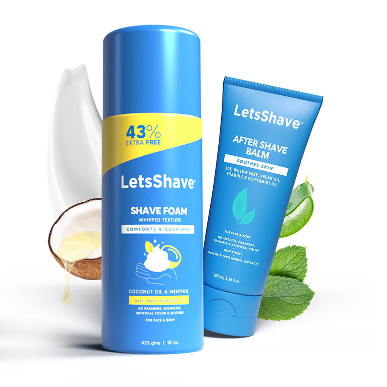 LetsShave Shave Foam + After Shave Balm Combo | Hydrating Shaving Kit
